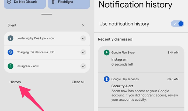 To access Notification settings, swipe down from the top of the screen ...