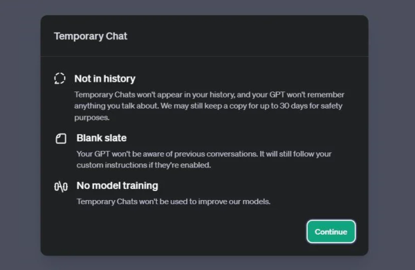 For those concerned about privacy, OpenAI has introduced a “Temporary ...